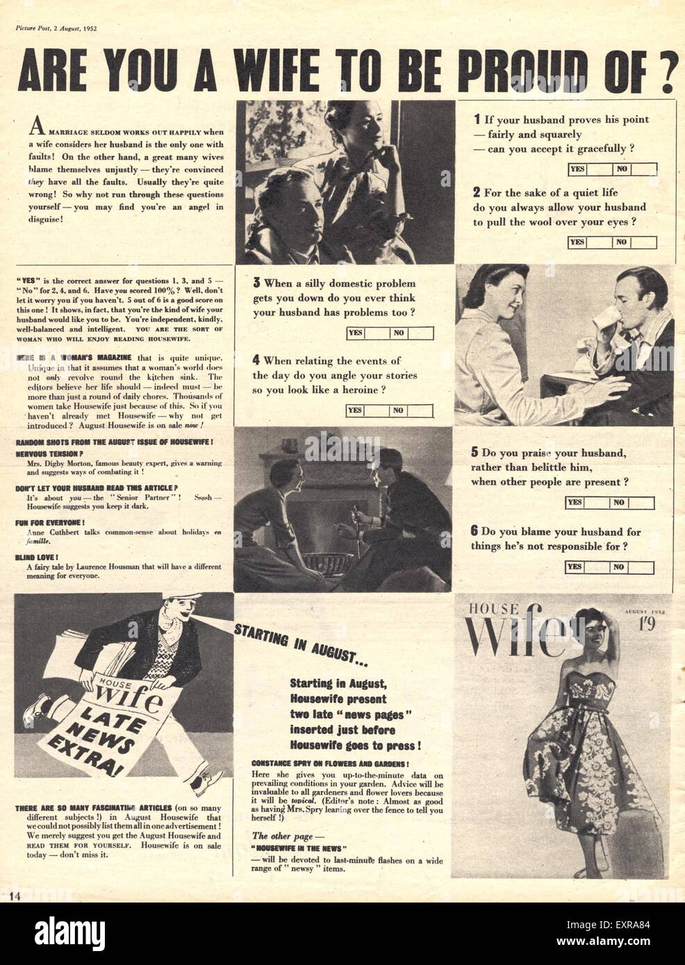 1950s UK Questionnaires Quizzes Magazine Plate Stock Photo - Alamy