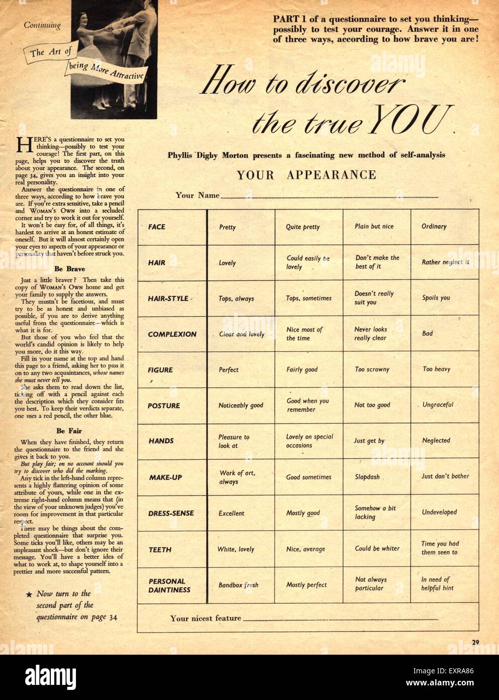 1950s UK questionnaires Magazine Plate Stock Photo - Alamy