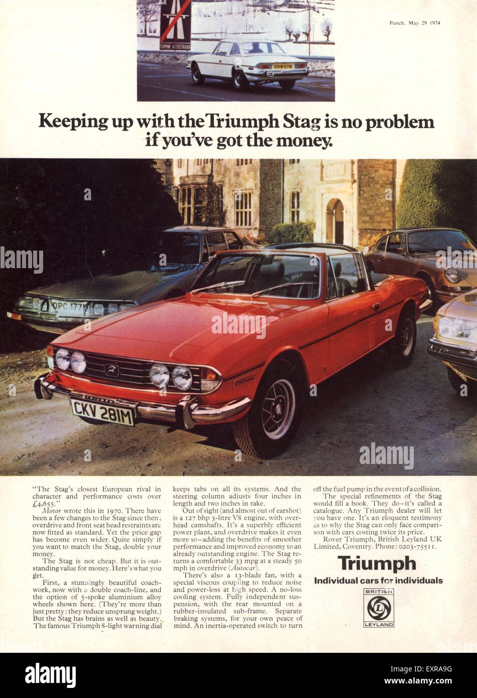 1970s UK Triumph Stag Magazine Advert Stock Photo - Alamy