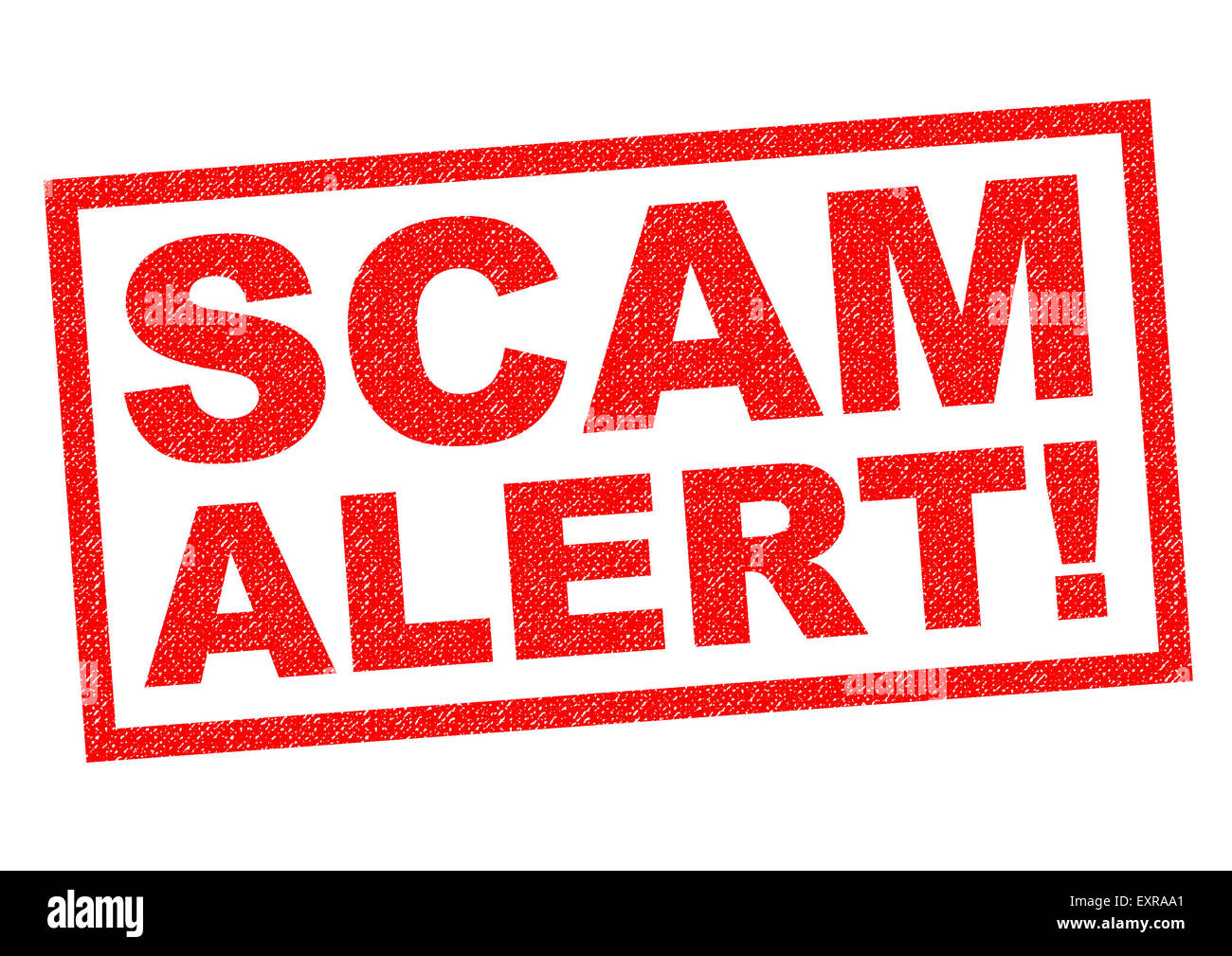 SCAM ALERT! red Rubber Stamp over a white background Stock Photo - Alamy
