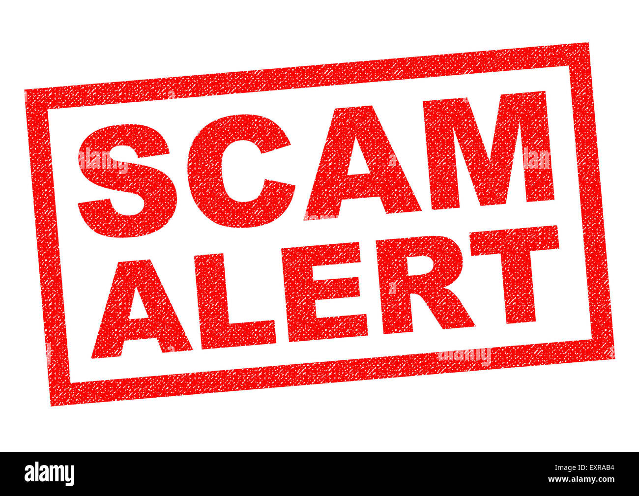 SCAM ALERT red Rubber Stamp over a white background Stock Photo - Alamy