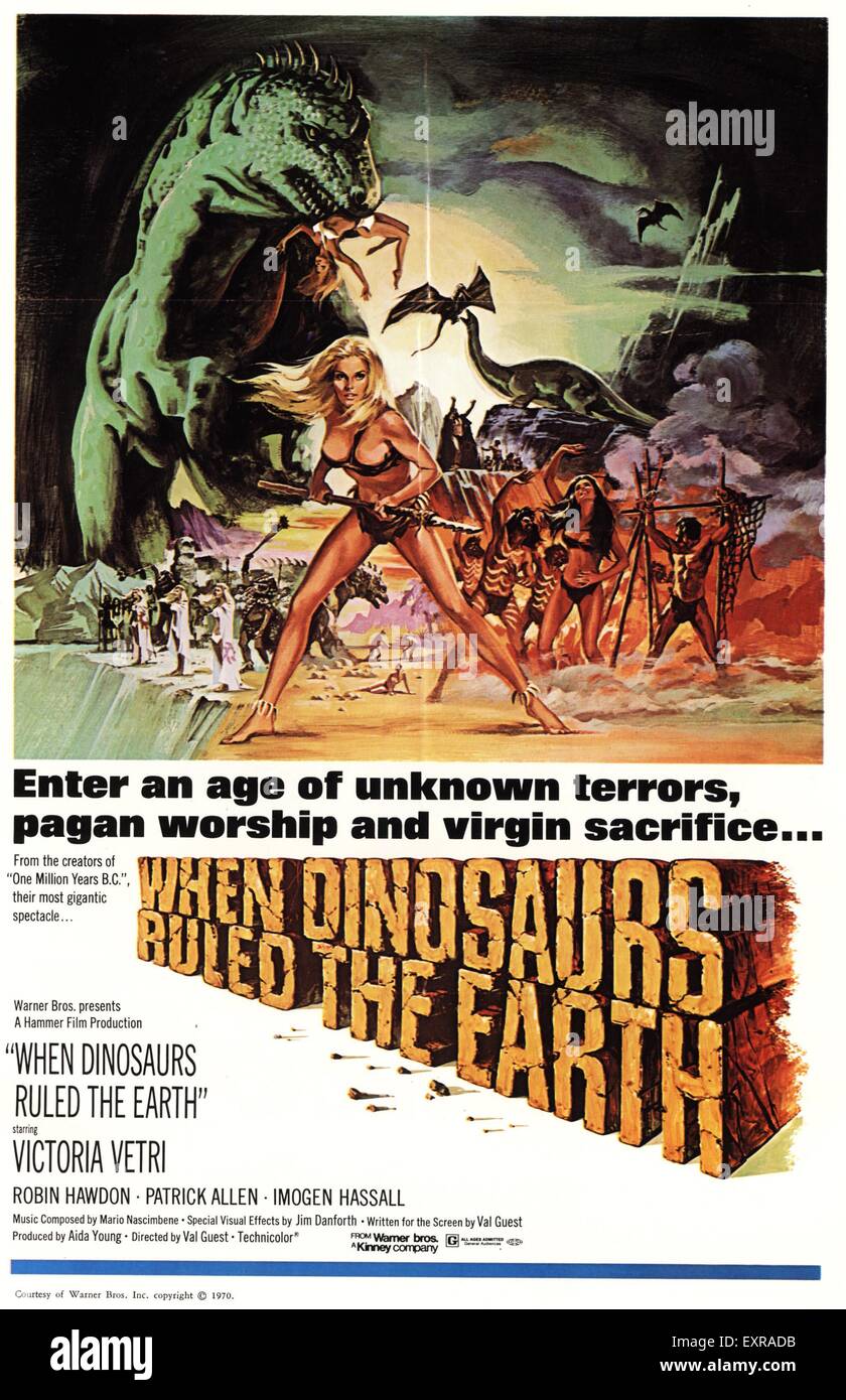 1970s USA When Dinosaurs Ruled The Earth Film Poster Stock Photo - Alamy
