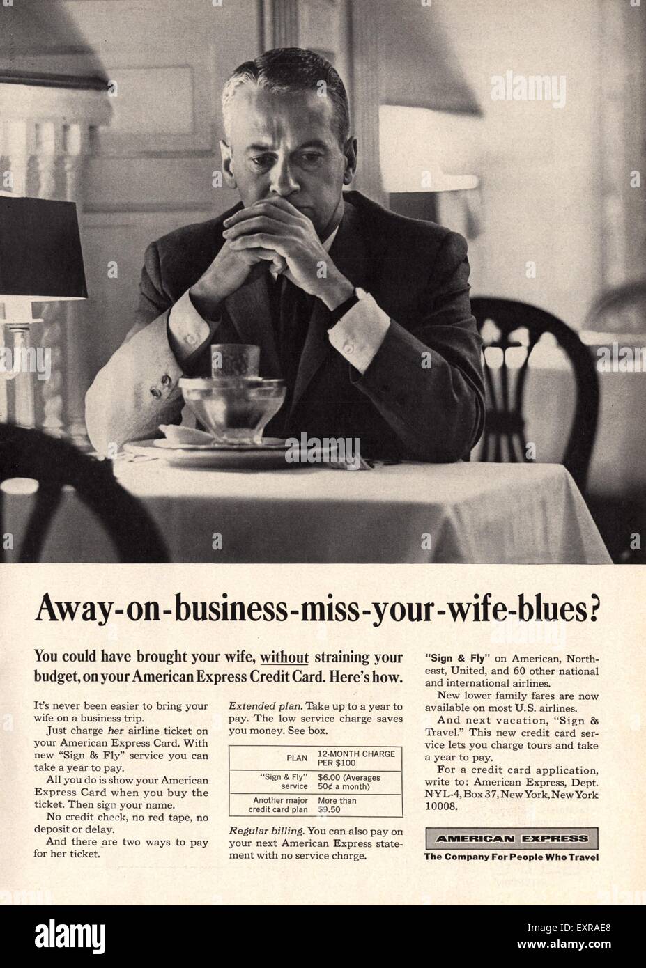 1960s USA American Express Magazine Advert Stock Photo - Alamy