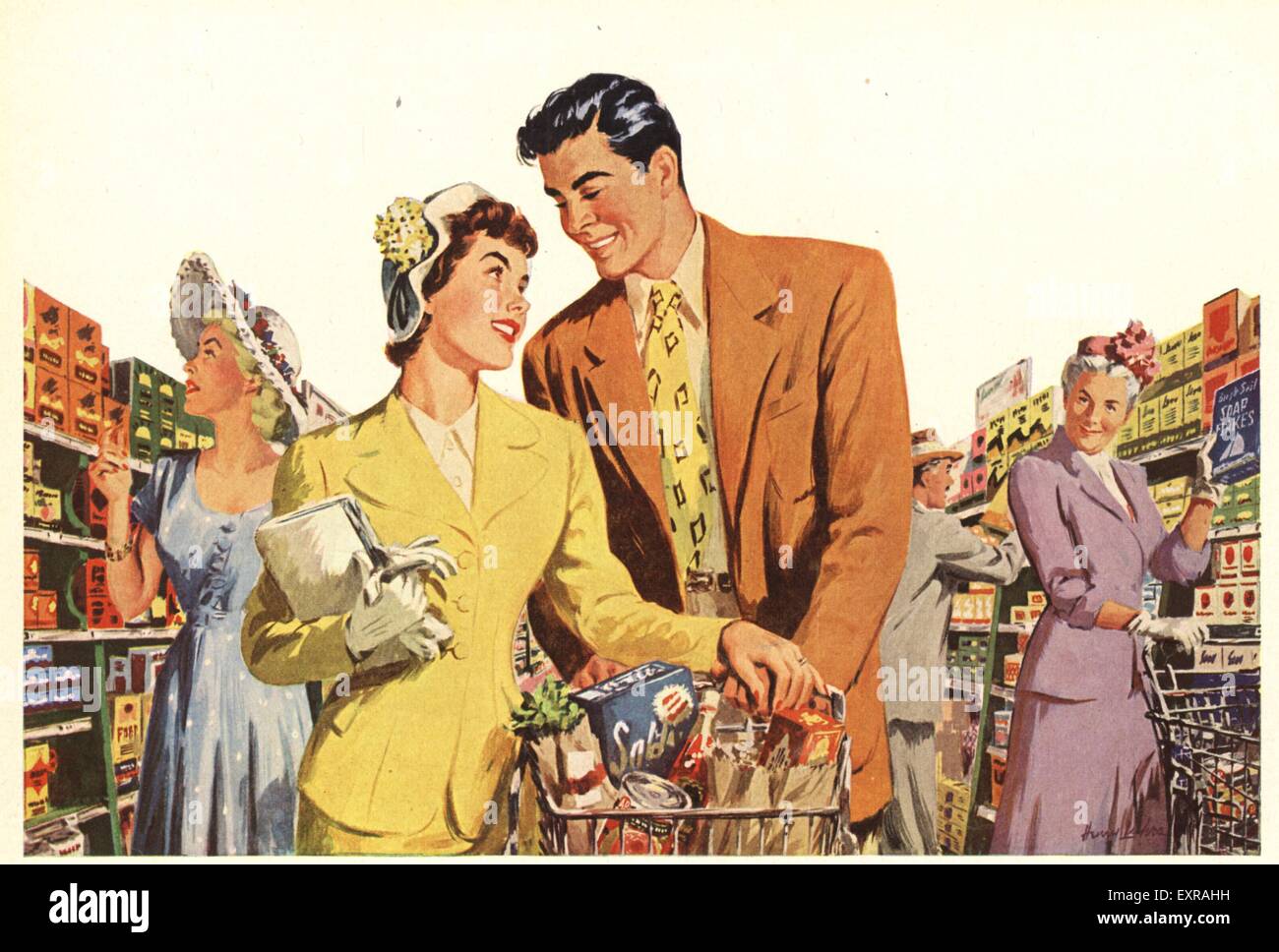 1950s supermarket hi-res stock photography and images - Alamy