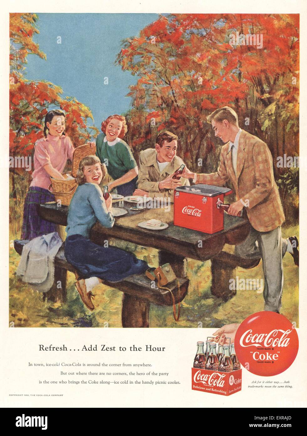 1950s USA Coca-Cola Magazine Advert Stock Photo - Alamy