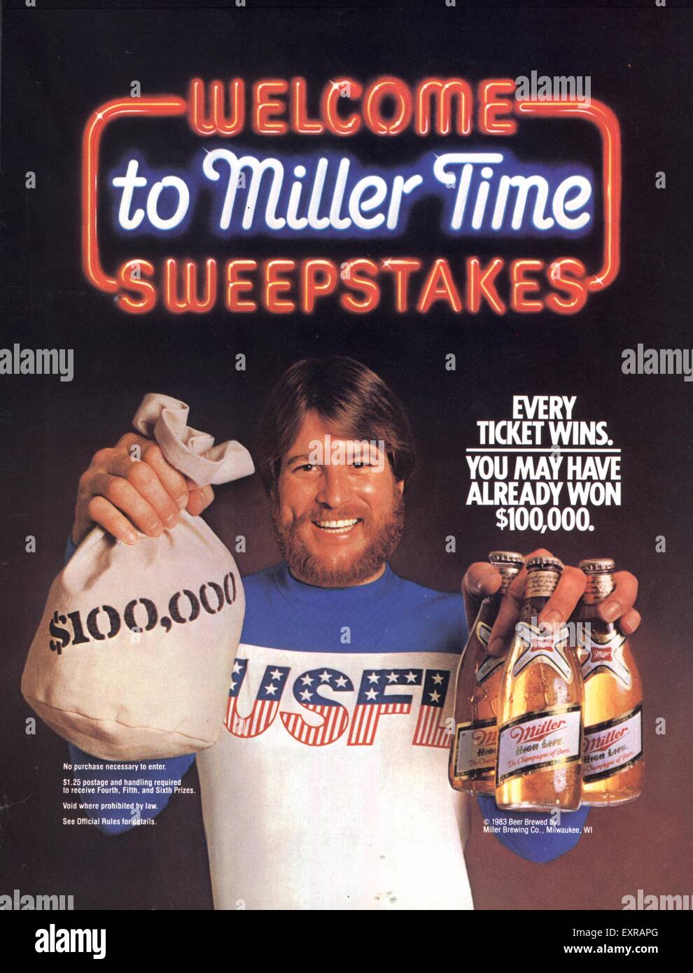 1980s USA Miller Magazine Advert Stock Photo - Alamy