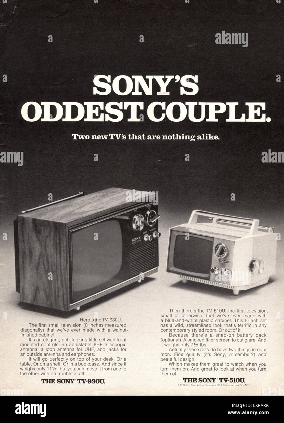 1970s USA Sony Magazine Advert Stock Photo - Alamy