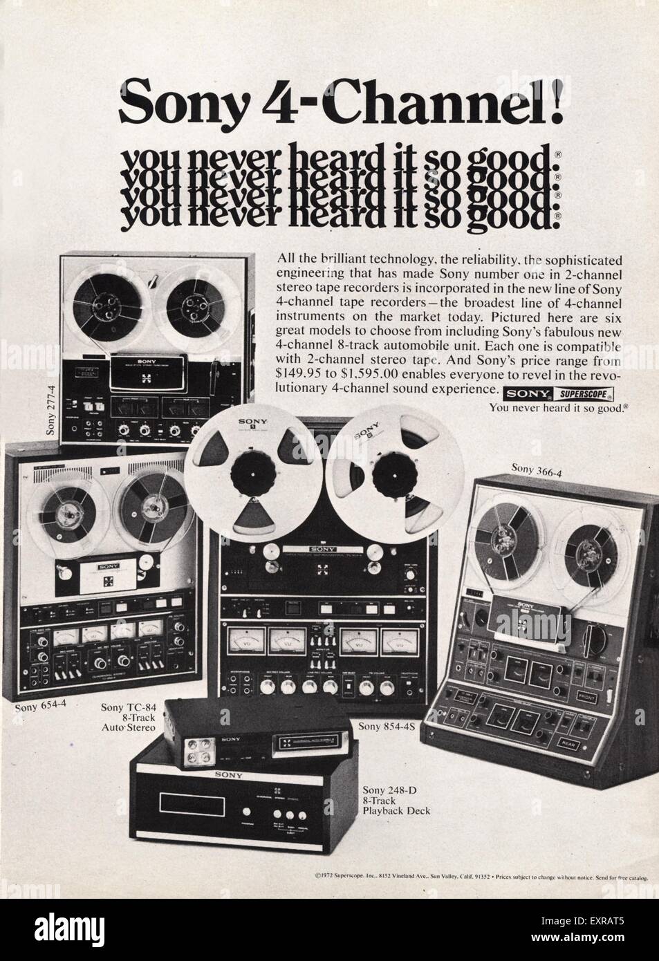 1970s USA Sony Magazine Advert Stock Photo - Alamy