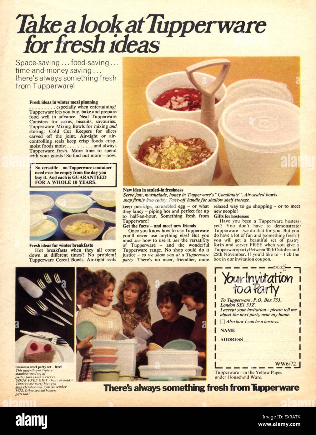 1970s UK Tupperware Magazine Advert Stock Photo - Alamy