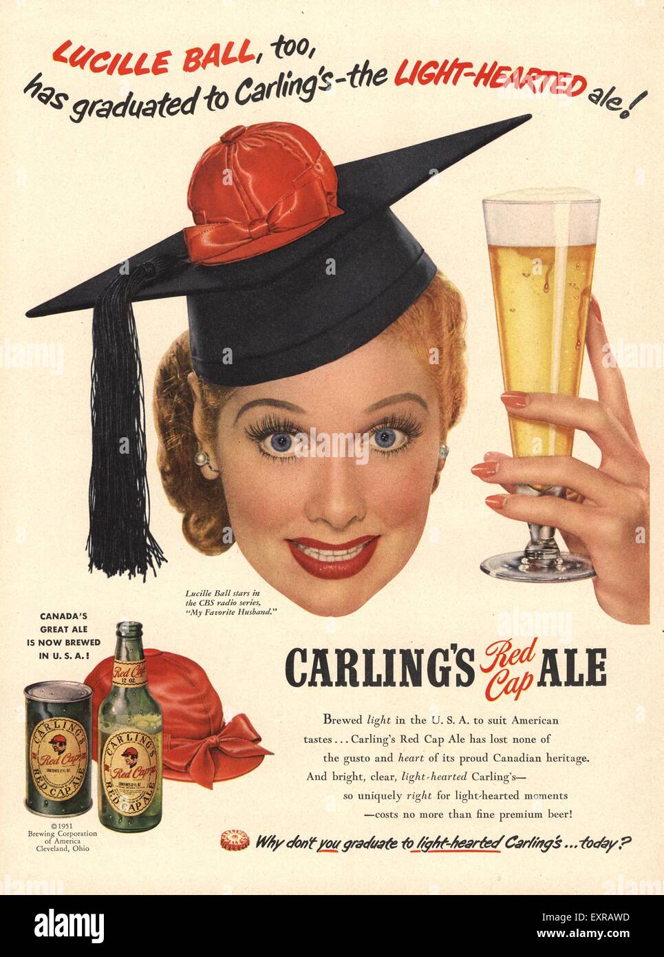 1950s USA Carling Ale Magazine Advert Stock Photo - Alamy