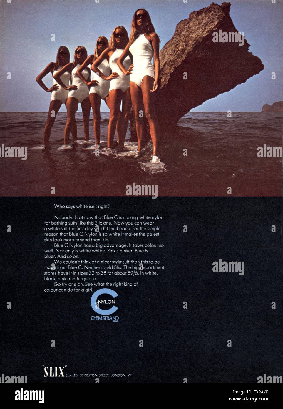 1960s UK Slix/ Nylon by Monsanto Magazine Advert Stock Photo - Alamy