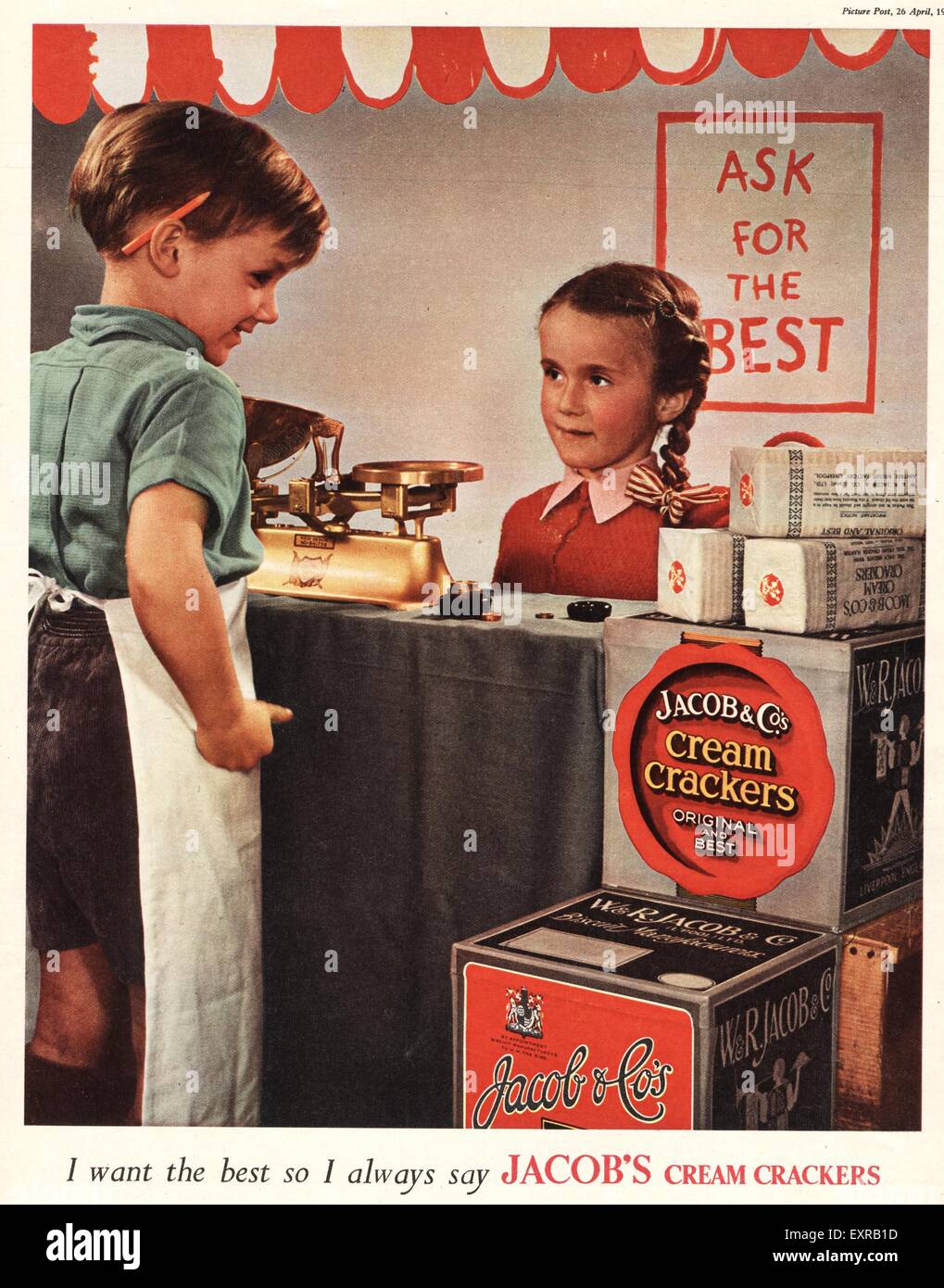 1950s UK Jacob's Magazine Advert Stock Photo - Alamy