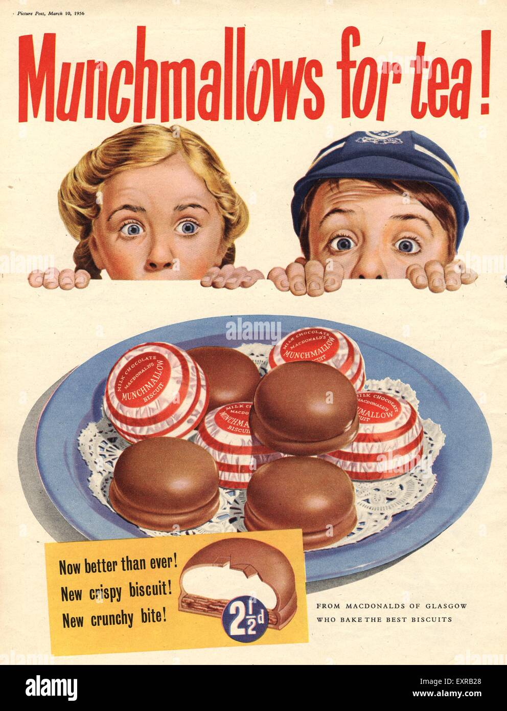 1950s UK Munchmallows Magazine Advert Stock Photo - Alamy