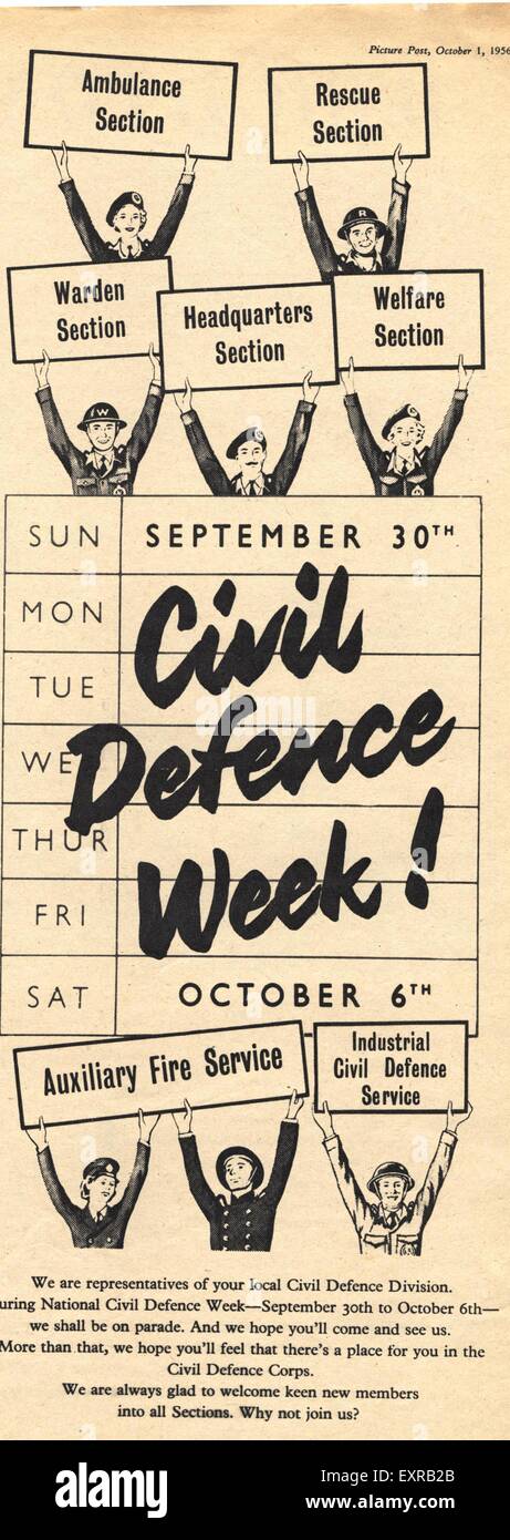 1950s UK Civil Defence Magazine Advert Stock Photo - Alamy