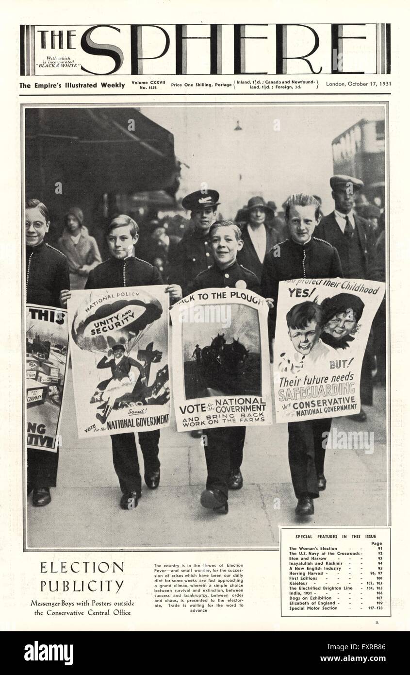 1930s UK The Sphere Magazine Cover Stock Photo - Alamy