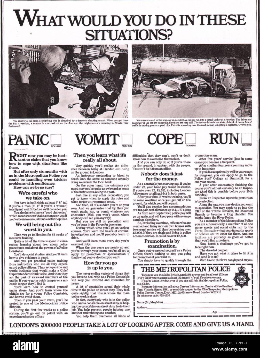 1970s UK Police Recruitment Magazine Advert Stock Photo - Alamy