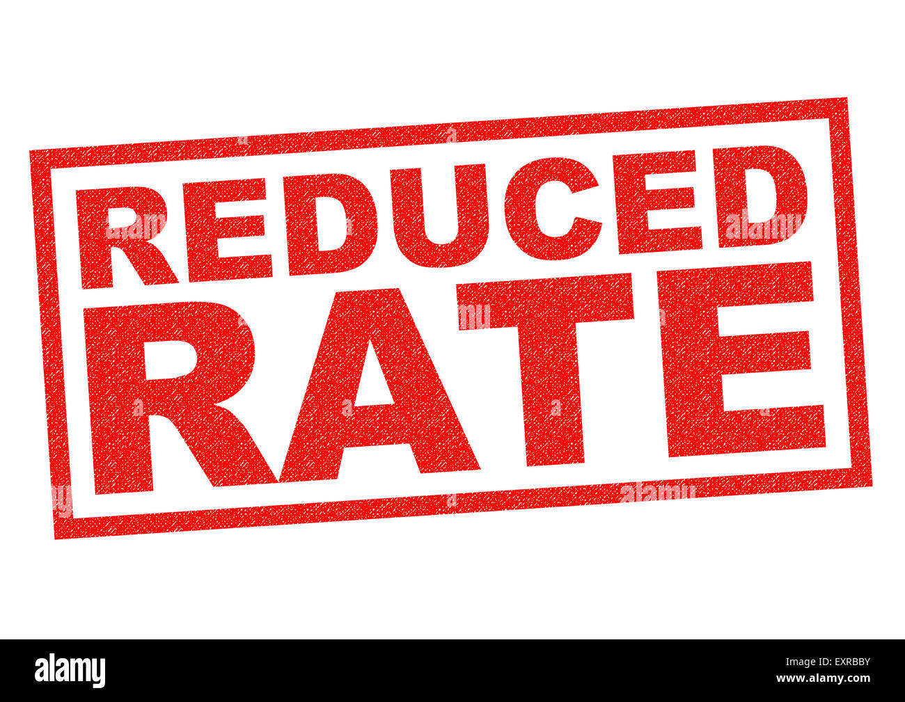 REDUCED RATE red Rubber Stamp over a white background Stock Photo - Alamy