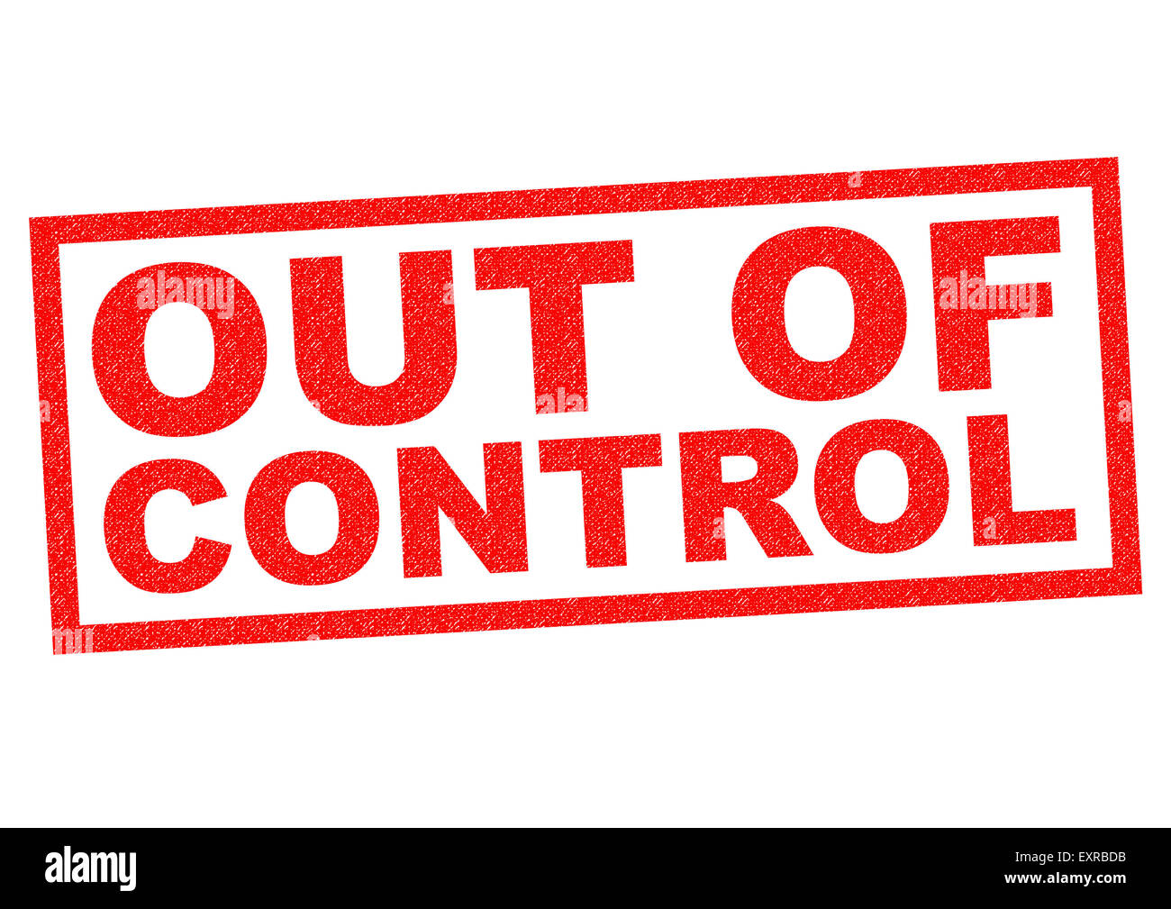 OUT OF CONTROL red Rubber Stamp over a white background Stock Photo - Alamy