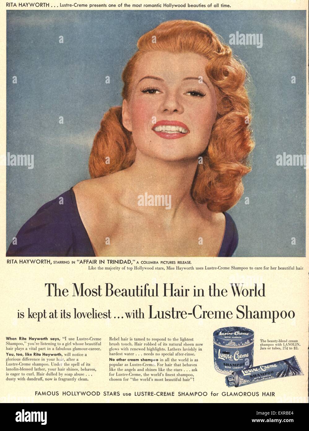 1950s USA Lustre-Creme Magazine Advert Stock Photo - Alamy