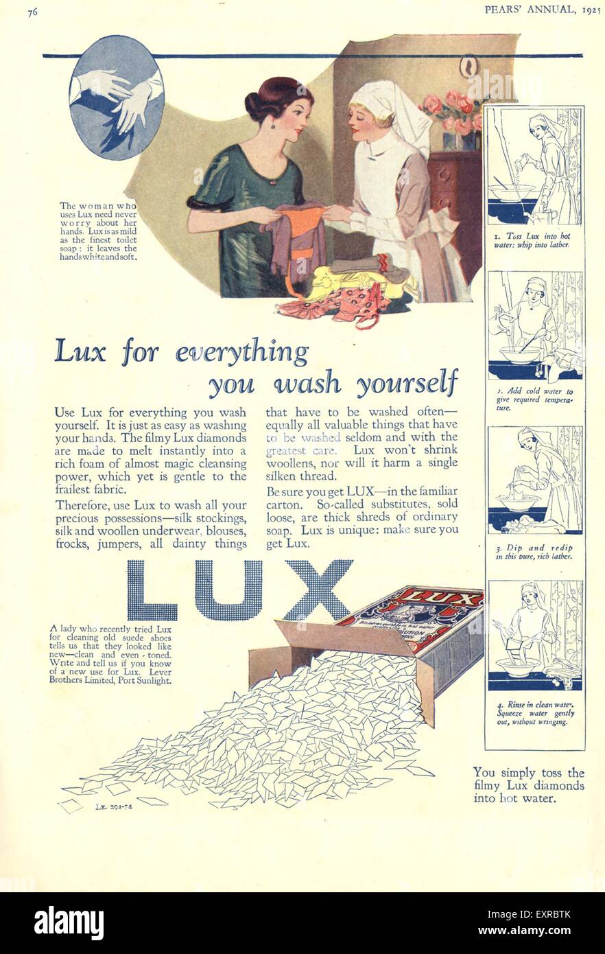 1920s UK Lux Magazine Advert Stock Photo - Alamy