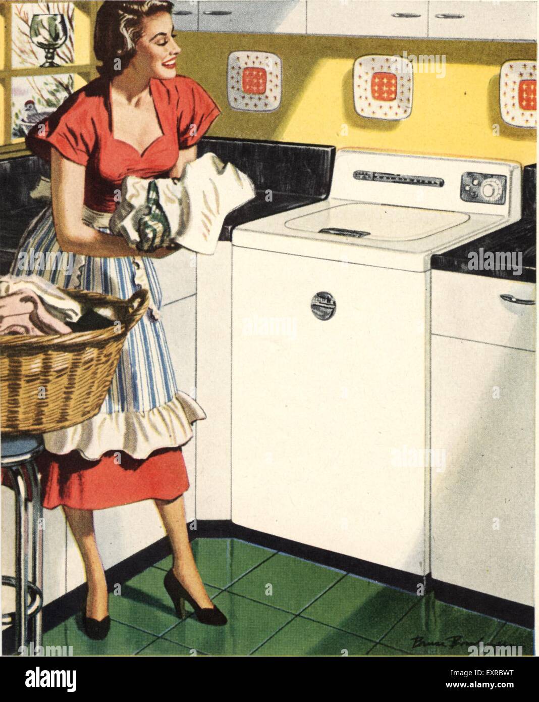 1950s USA Housewives Kitchens Washing Machines Magazine Advert (detail ...