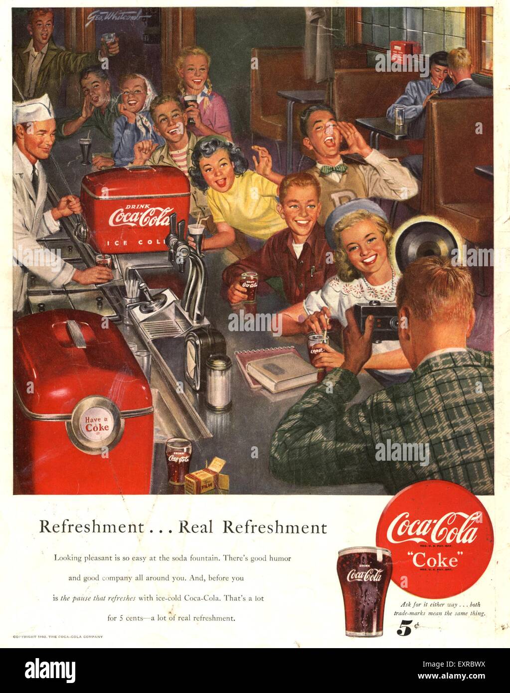 1950s USA Coca-Cola Magazine Advert Stock Photo - Alamy