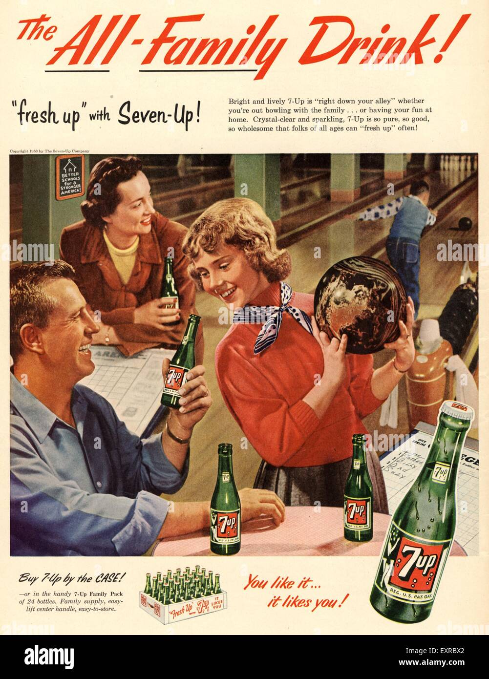 1950s USA 7up Magazine Advert Stock Photo - Alamy