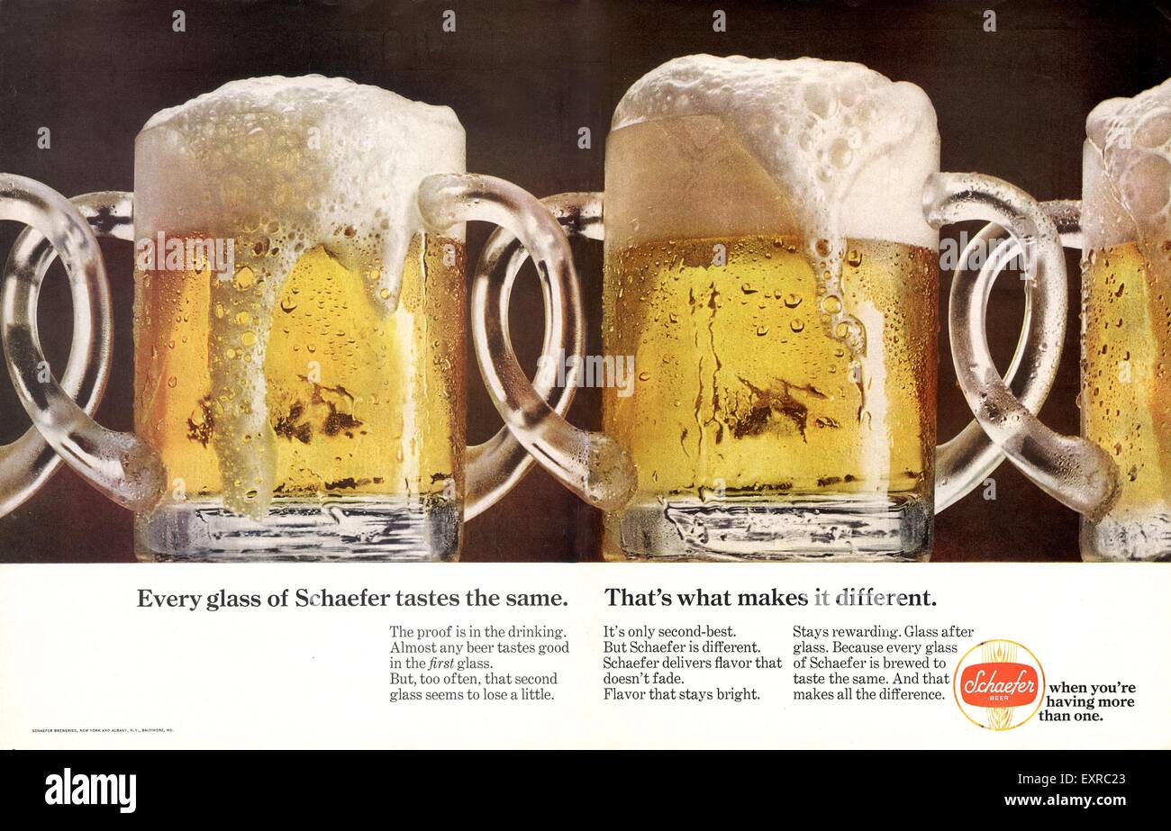 1960s USA Schaefer Beer Magazine Advert Stock Photo - Alamy