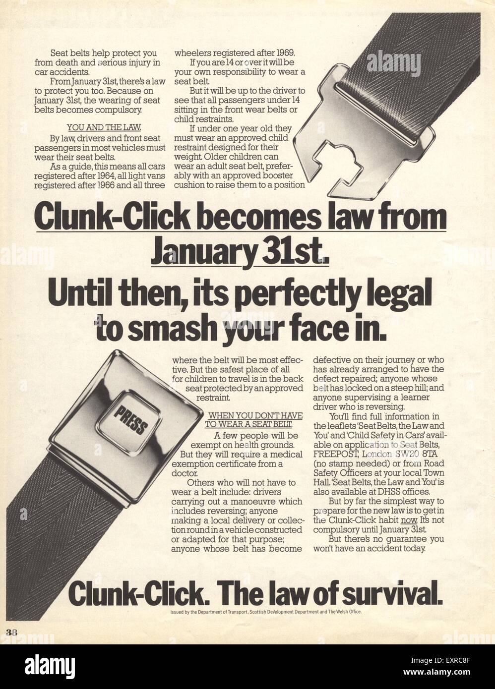 1980s UK Government Campaigns Road Safety Magazine Advert Stock Photo ...