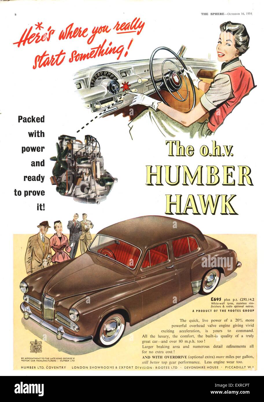 1950s UK Humber Hawk Magazine Advert Stock Photo - Alamy
