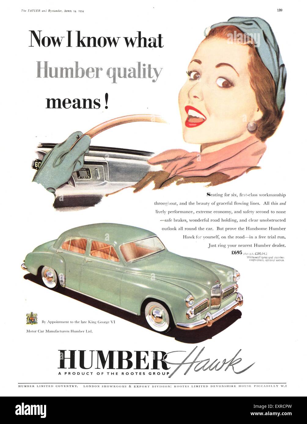 1950s UK Humber Hawk Magazine Advert Stock Photo - Alamy