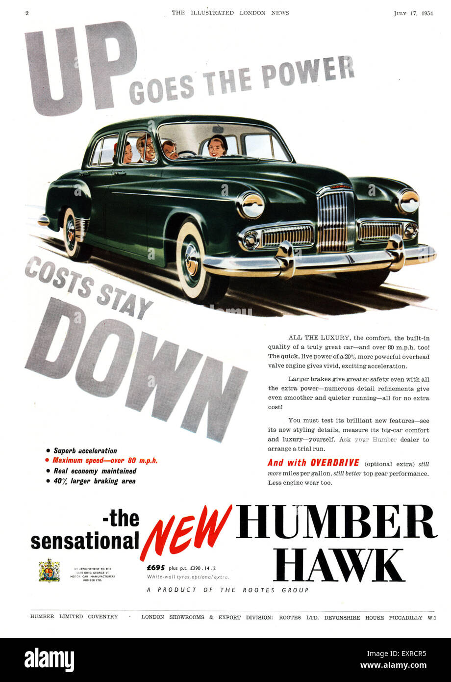 1950s UK Humber Hawk Magazine Advert Stock Photo - Alamy