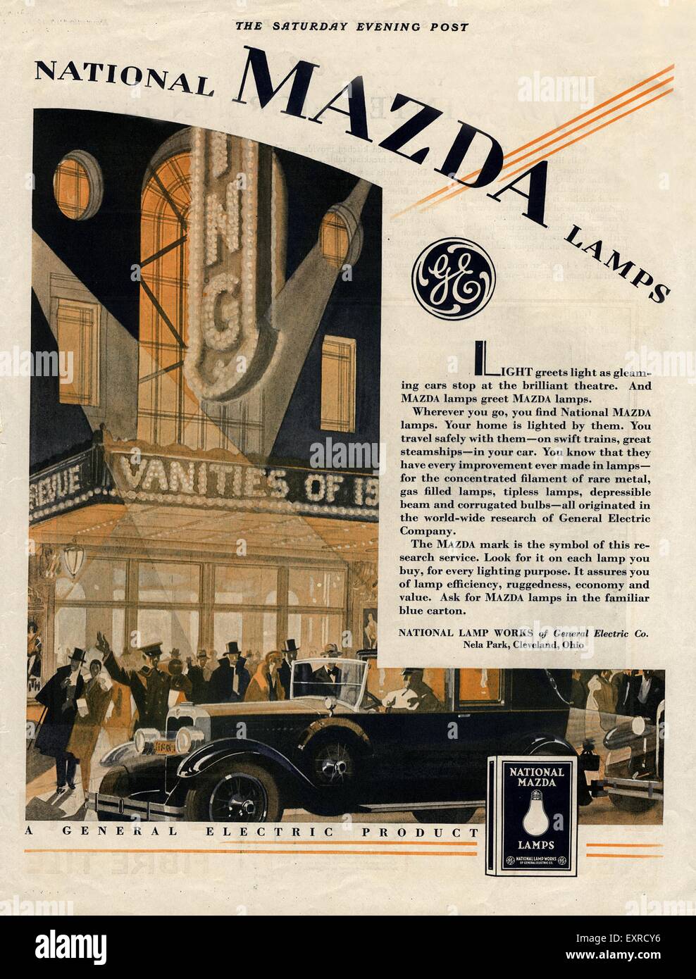 1920s USA Mazda Magazine Advert Stock Photo - Alamy