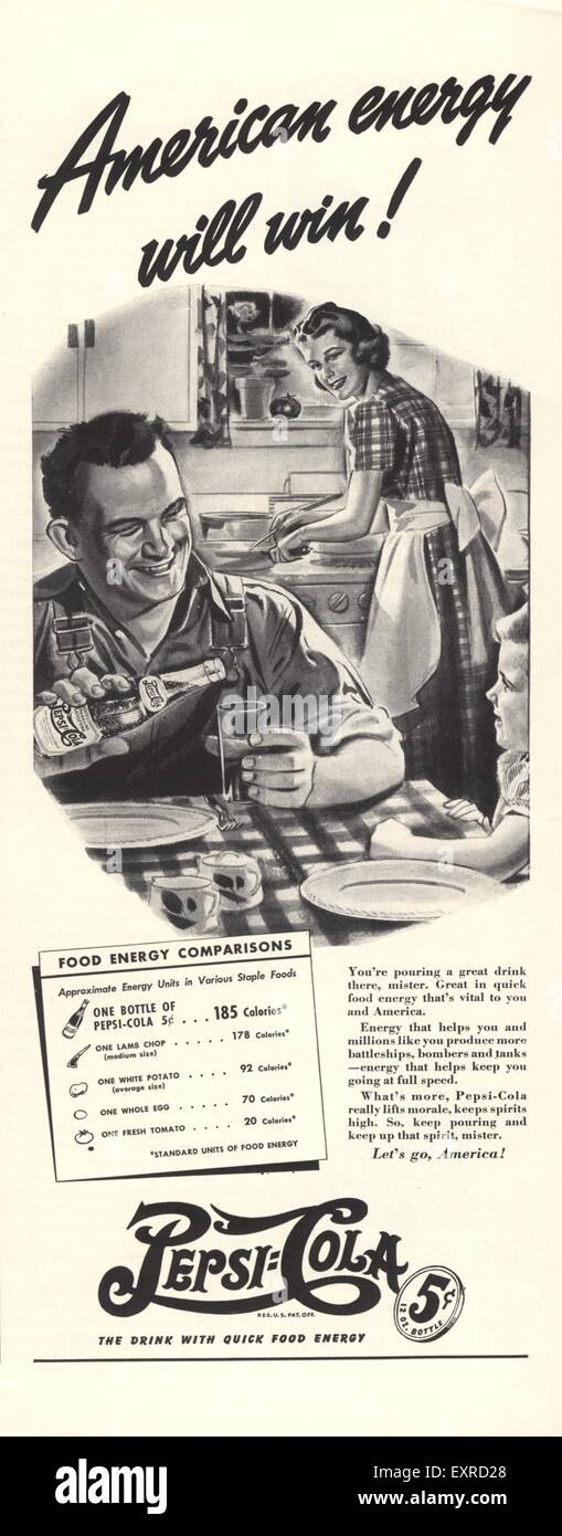 1940s USA Pepsi Magazine Advert Stock Photo - Alamy