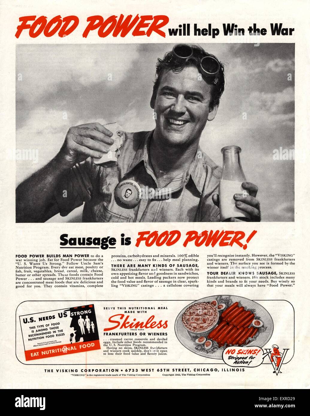 1940s USA Food Power Magazine Advert Stock Photo - Alamy