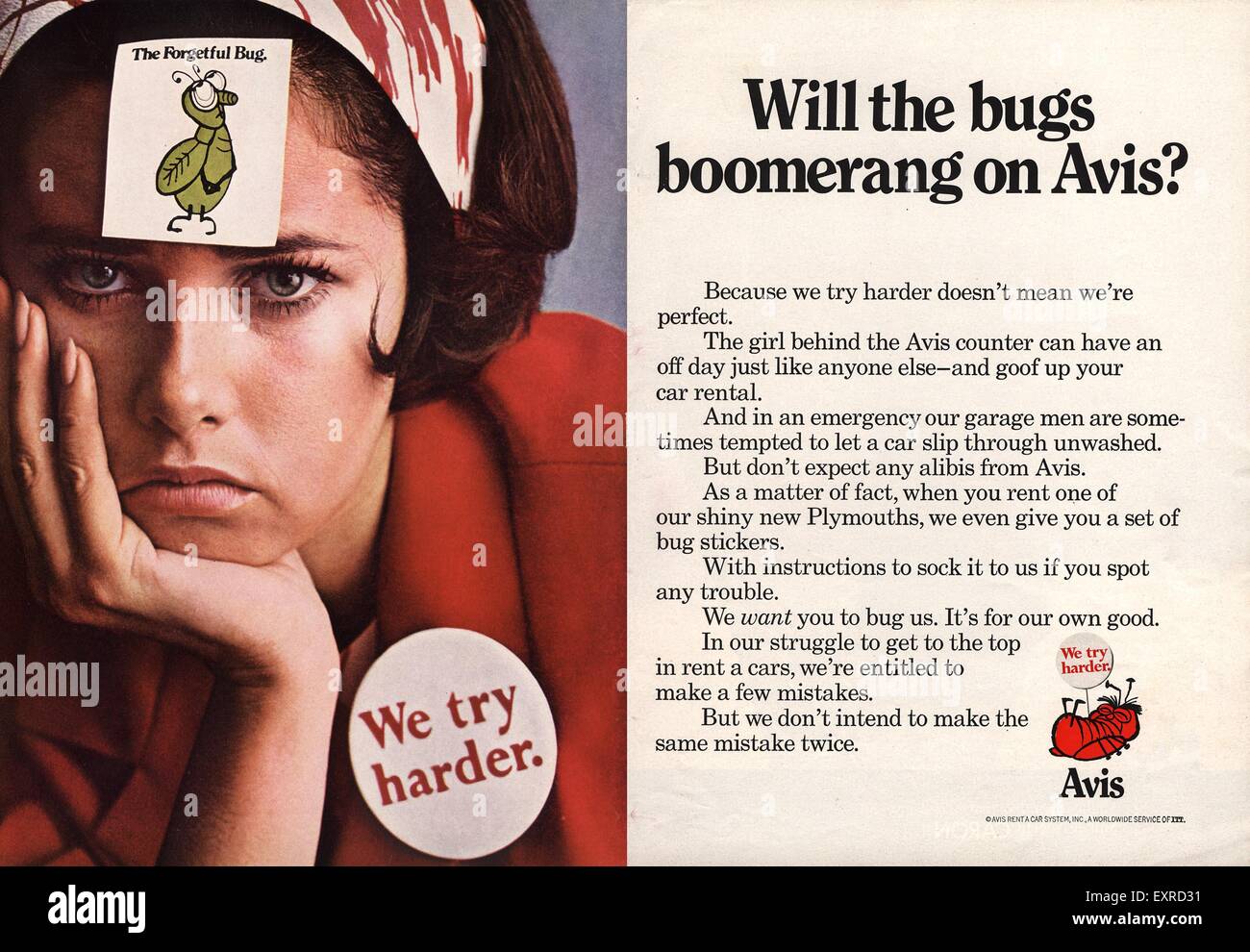 1960s USA Avis Magazine Advert Stock Photo - Alamy