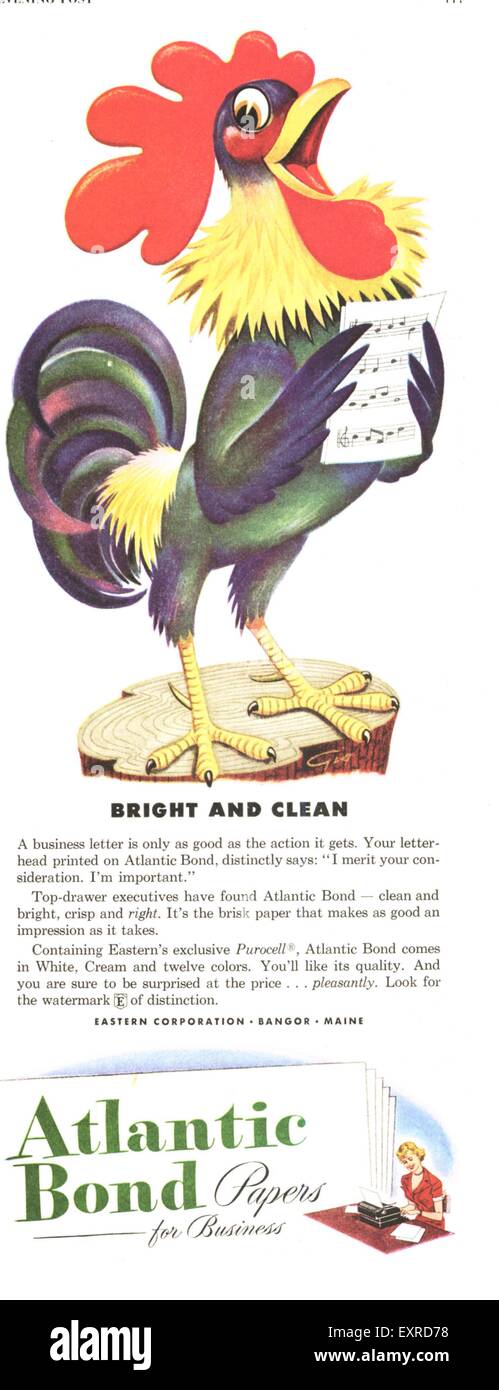 1950s USA Atlantic Bond Magazine Advert Stock Photo - Alamy
