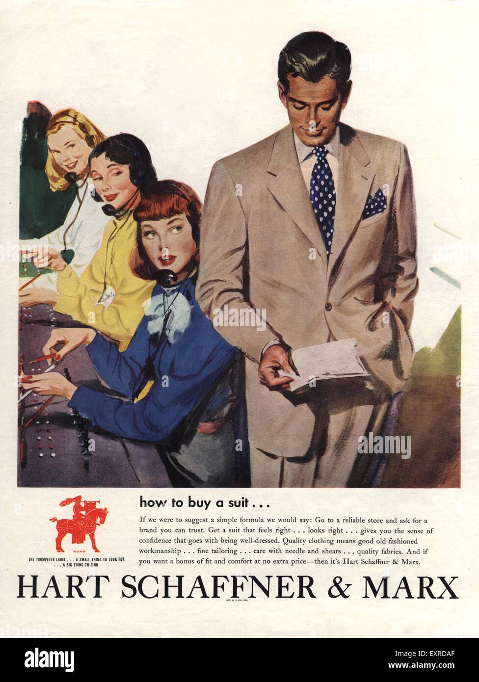 1940s USA Hart Schaffner Marx Magazine Advert Stock Photo - Alamy