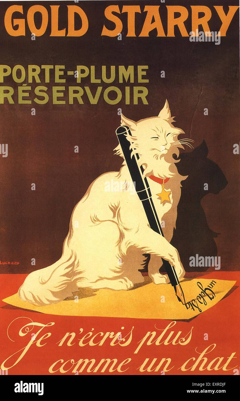 1920s France Gold Starry Pens Poster Stock Photo - Alamy