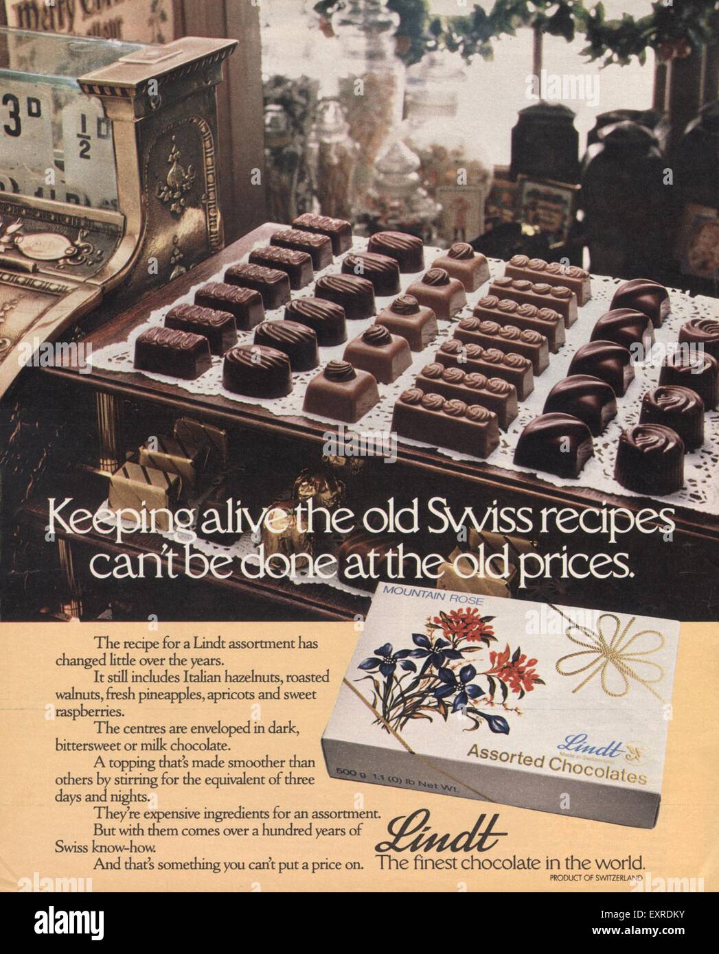 1970s UK Lindt Magazine Advert Stock Photo - Alamy