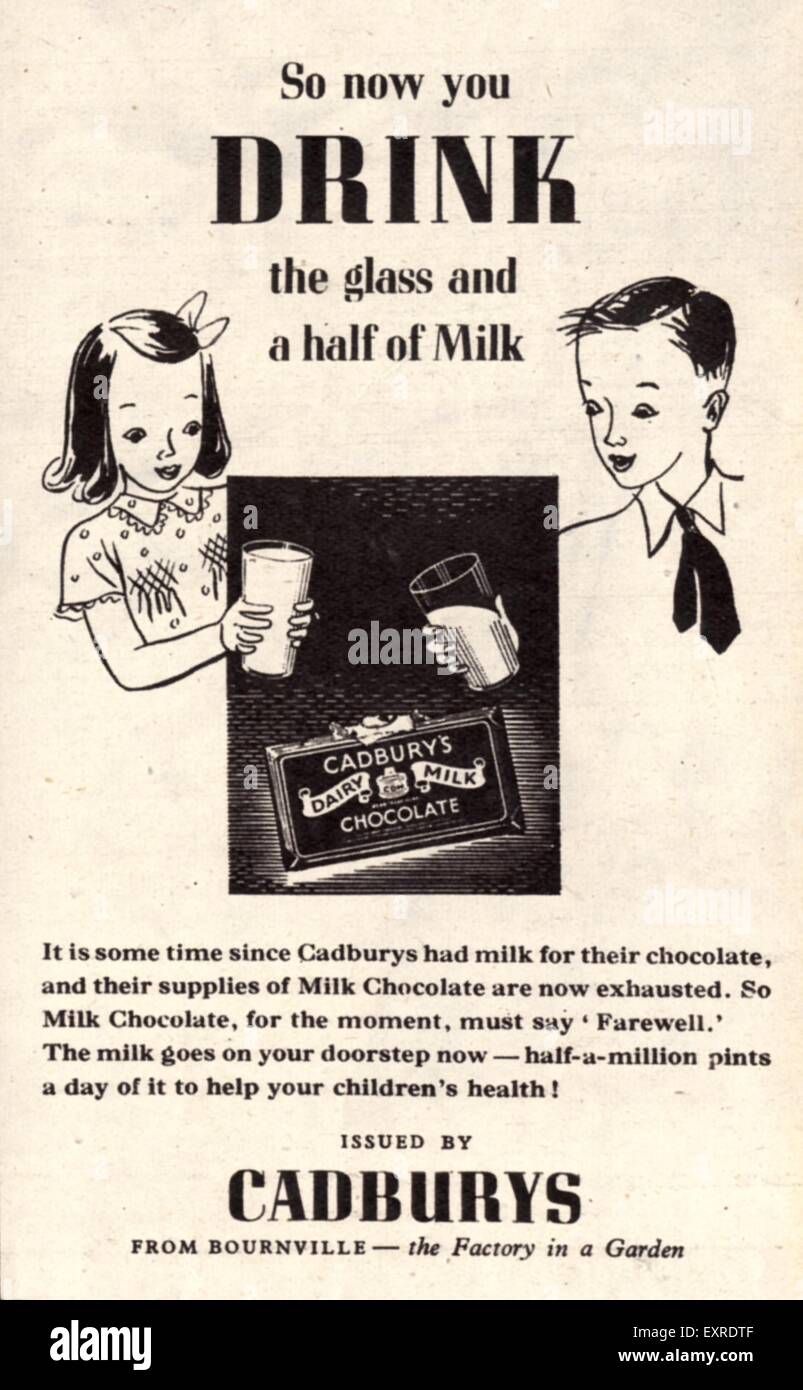 1940s UK Cadburys Magazine Advert Stock Photo - Alamy