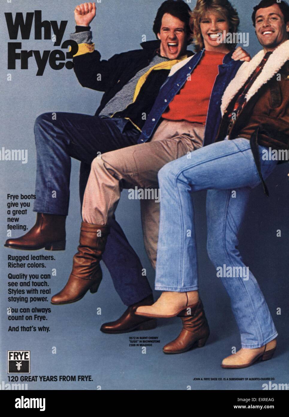 1980s USA Frye Boots Magazine Advert Stock Photo - Alamy