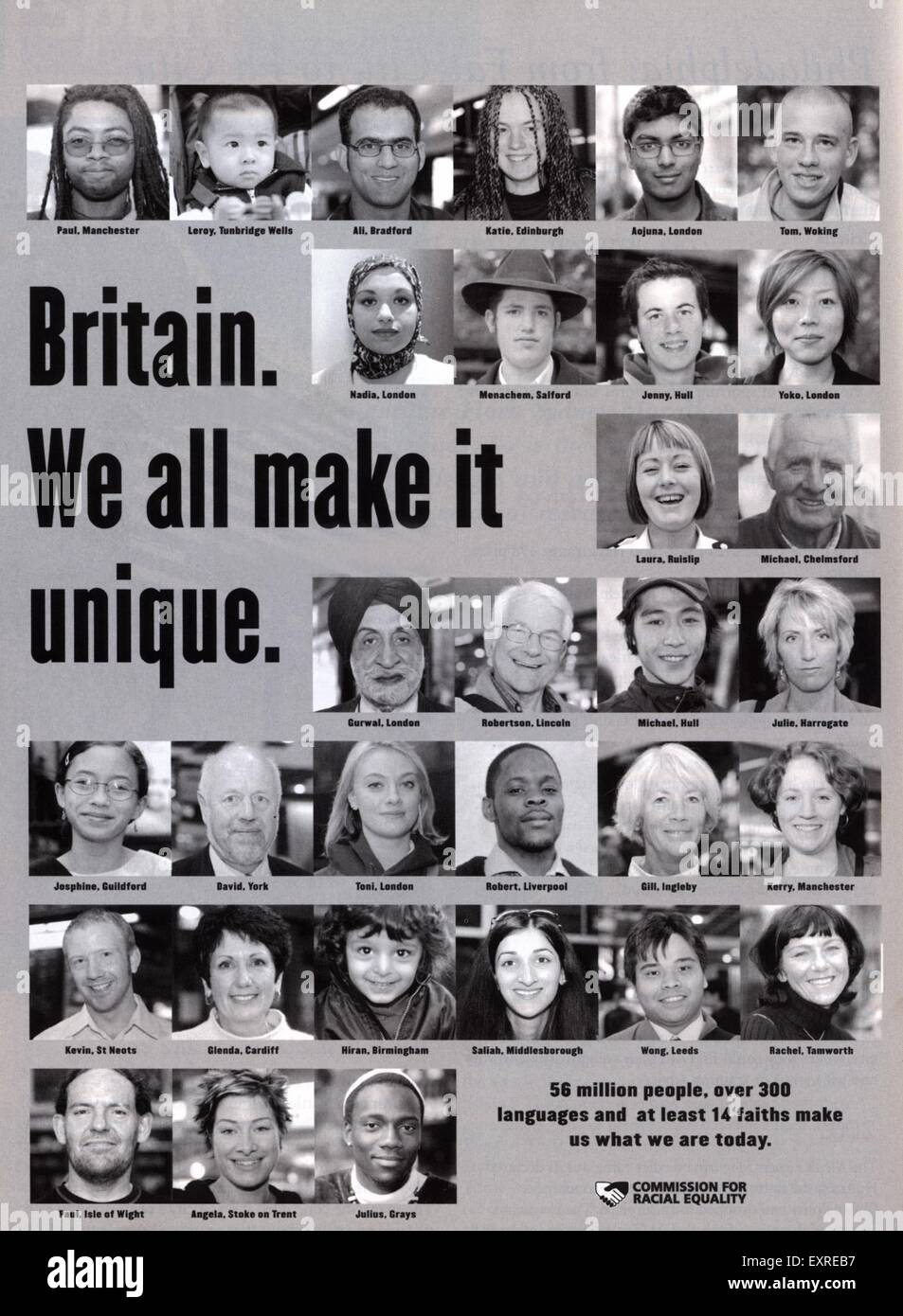 1990s UK Commission for Racial Equality Magazine Advert Stock Photo - Alamy