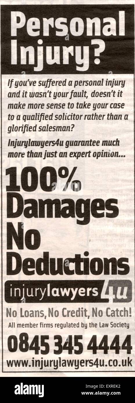 2000s UK Personal Injury Lawyers Newspaper Advert Stock Photo - Alamy
