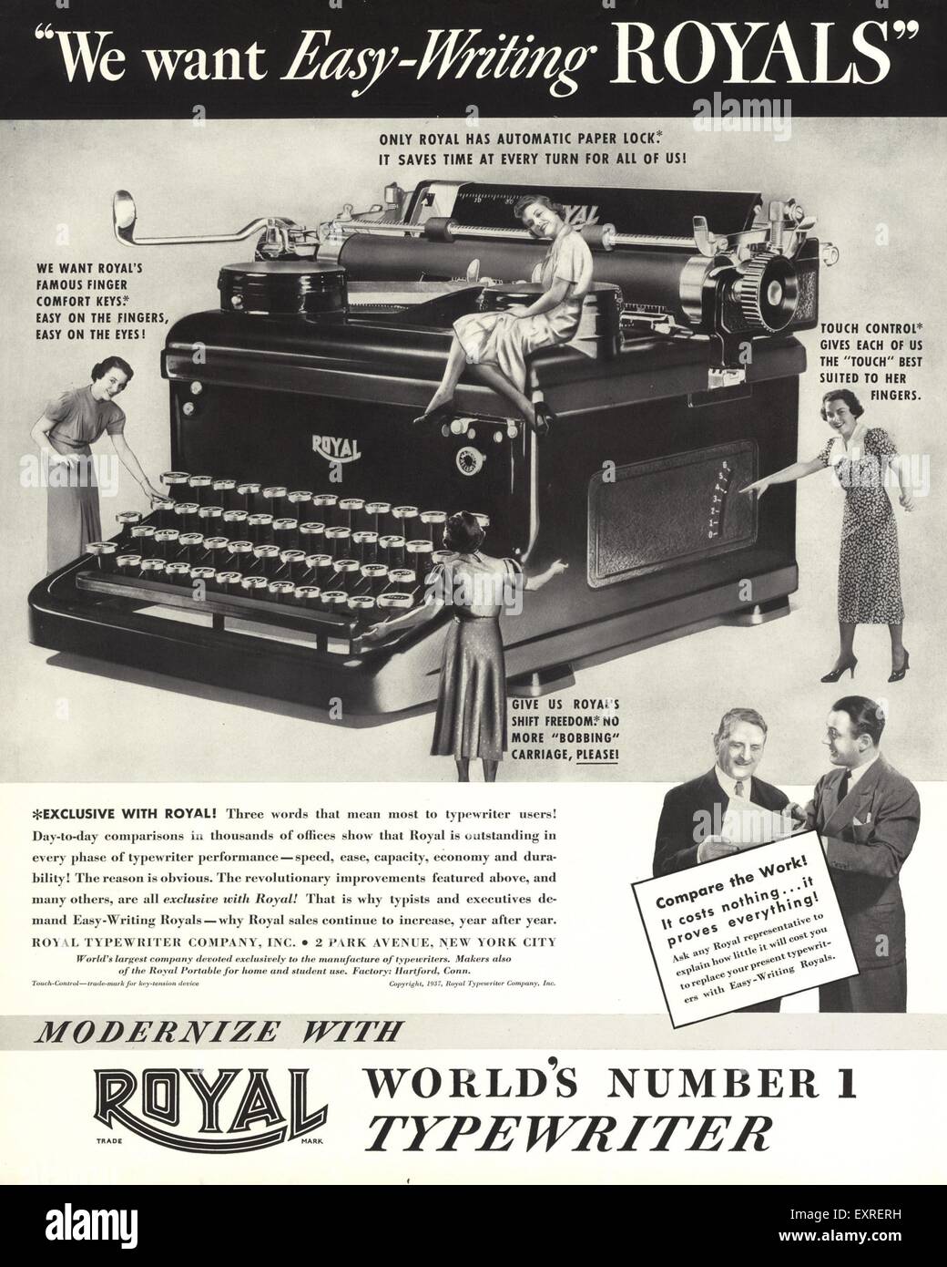 1930s USA Royal Typewriters Magazine Advert Stock Photo - Alamy