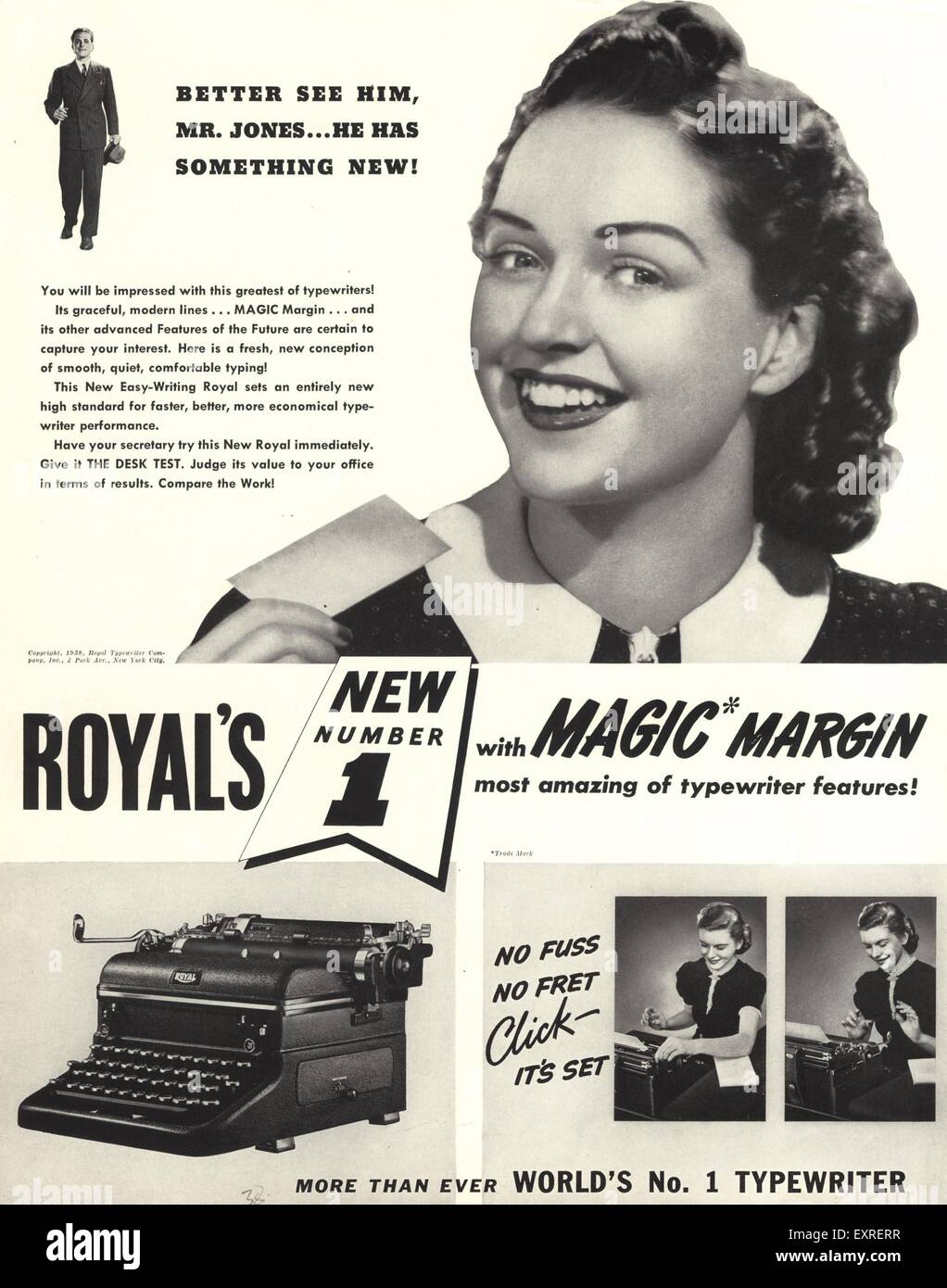 1930s USA Royal Typewriters Magazine Advert Stock Photo - Alamy