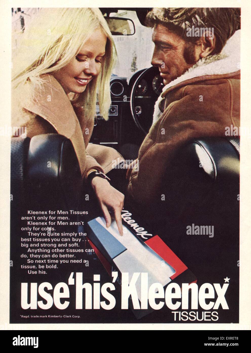 1970s UK Kleenex Magazine Advert Stock Photo - Alamy