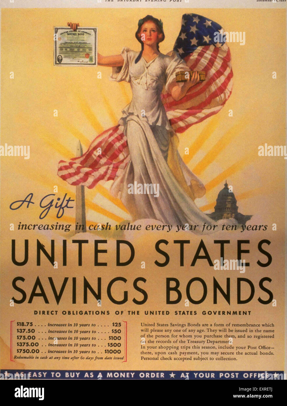 1930s USA Savings Bonds Poster Stock Photo - Alamy