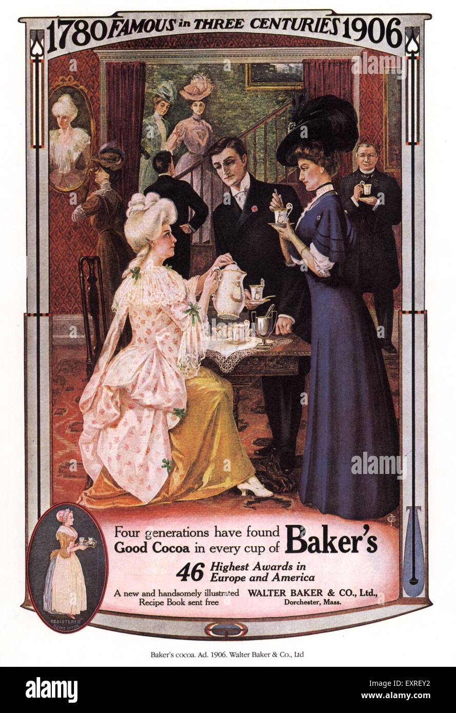 1900s UK Baker's Cocoa Magazine Advert Stock Photo - Alamy