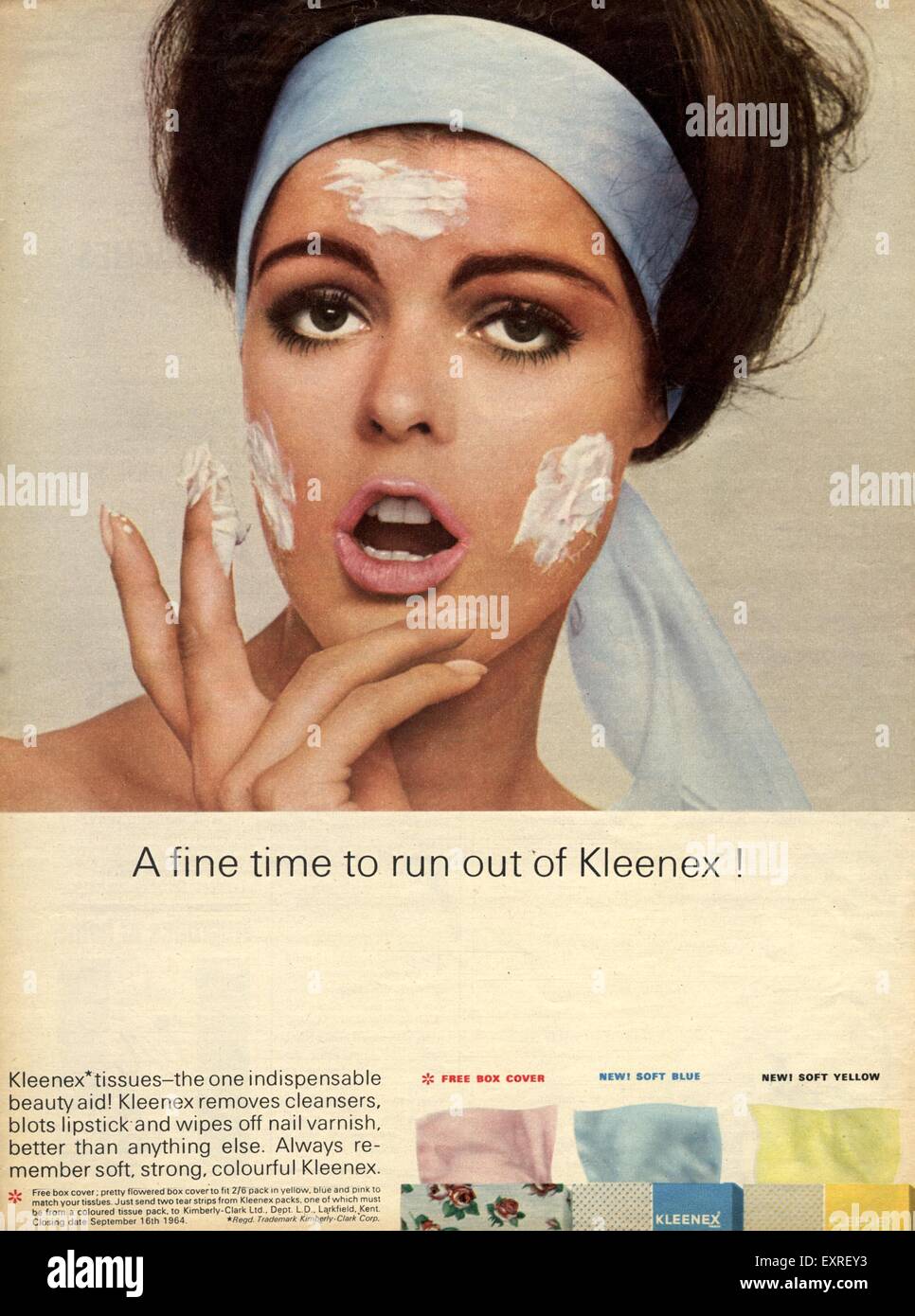 1960s UK Kleenex Magazine Advert Stock Photo - Alamy